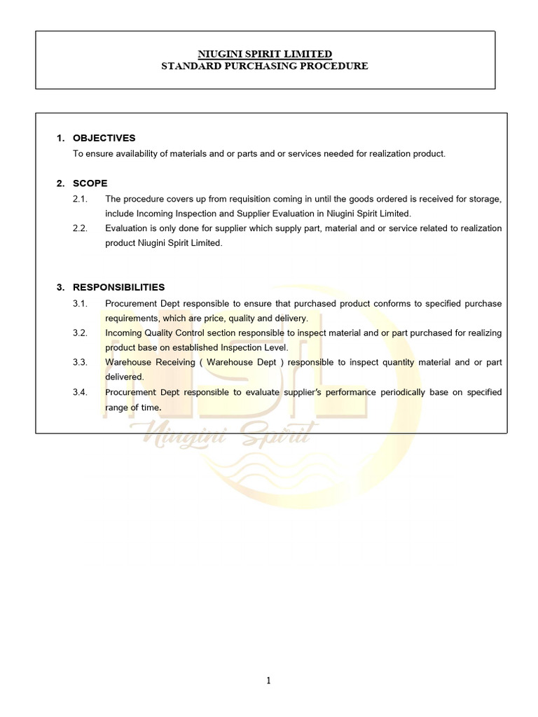 NSL Purchasing | PDF