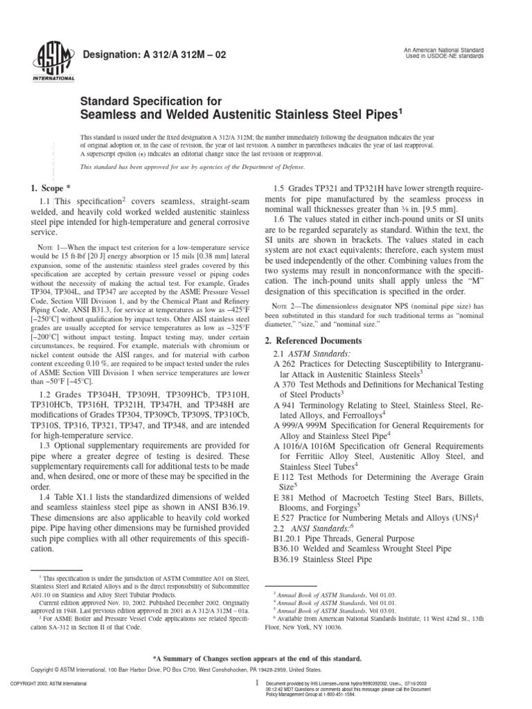 Astm A 312 | PDF