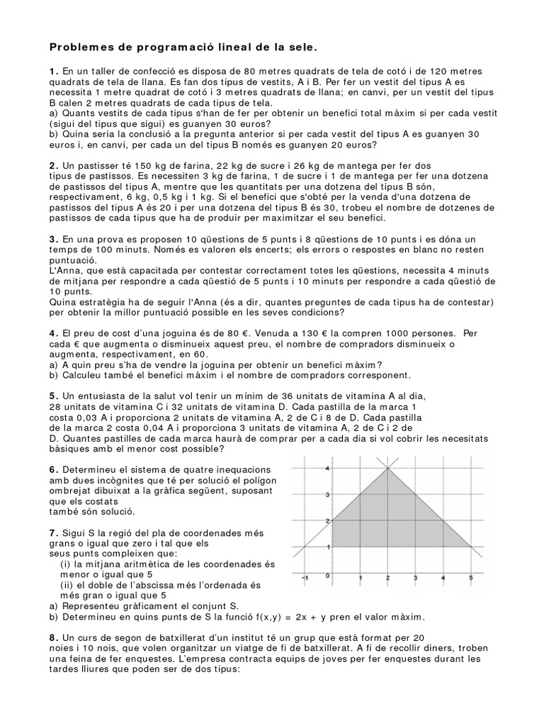 Problemes de Programació Lineal de La Sele | PDF