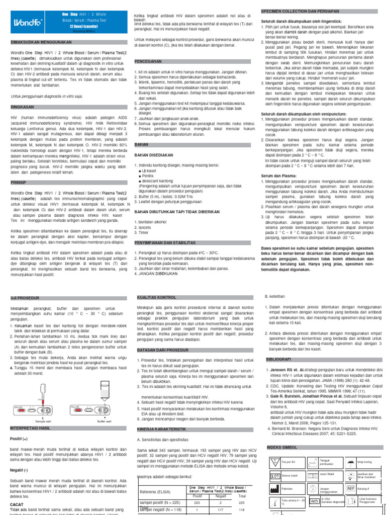 Panduan Penggunaan Tes HIV 1/2 In Vitro | PDF