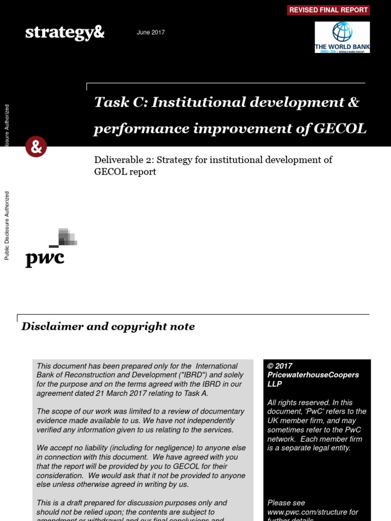Strategy - PWC - Institutional Development - Performance Improvement On ...