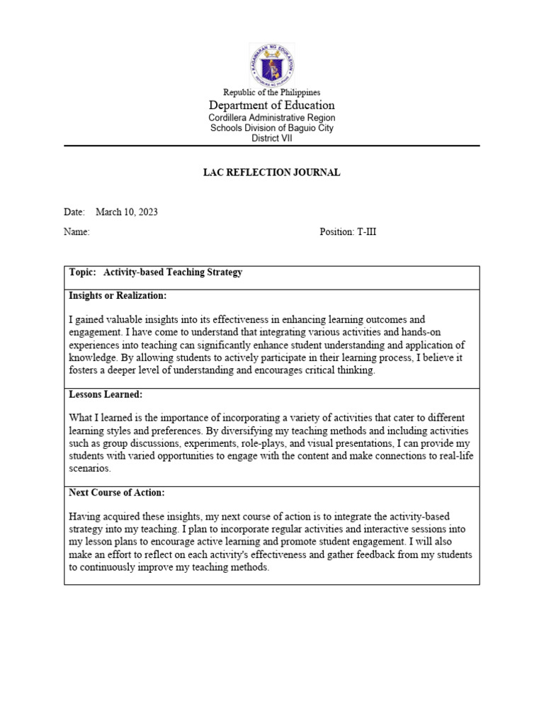LAC Activity Based Teaching Strategies | PDF