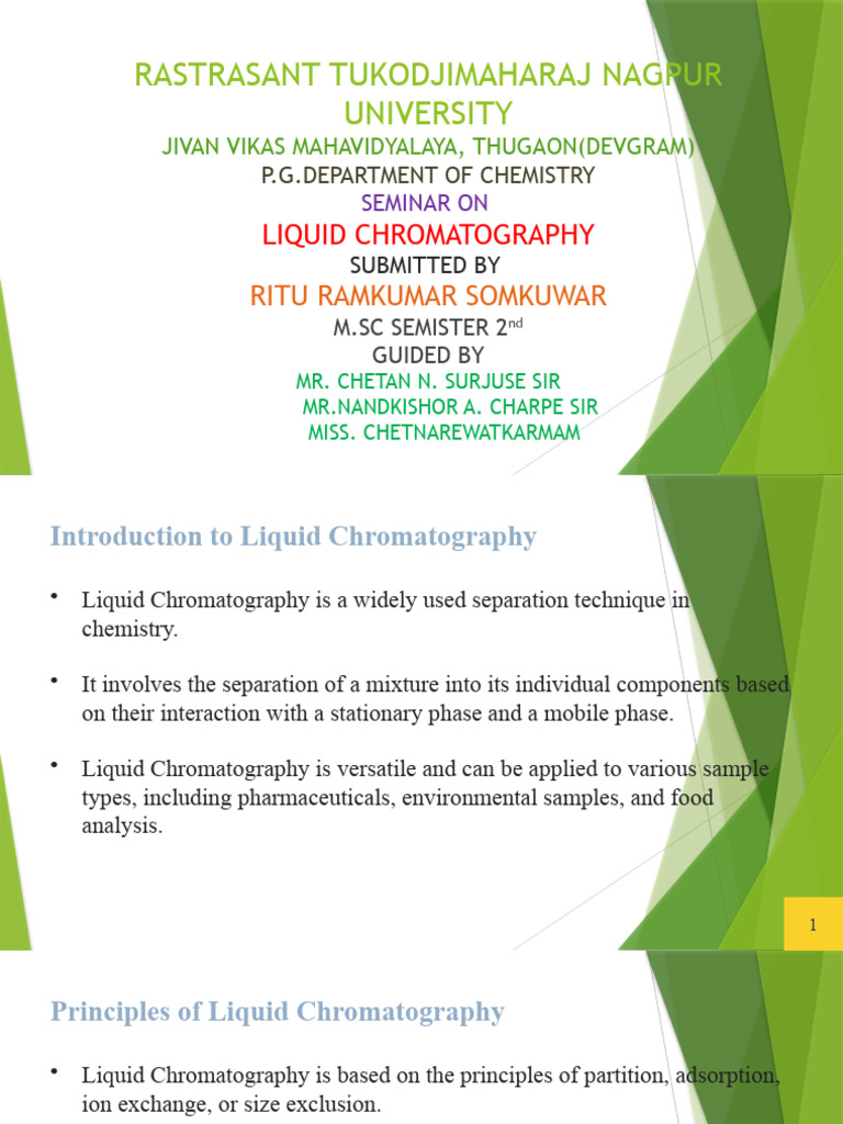 Liquid Chromatography (1) RITU 1 | PDF | Chromatography | Analytical Chemistry