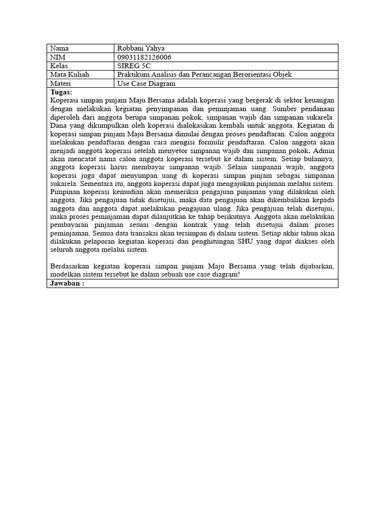 Robbani Yahya - Tugas Usecase Poliklinik | PDF