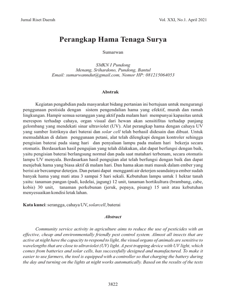 Perangkap Hama Ramah Lingkungan UV | PDF