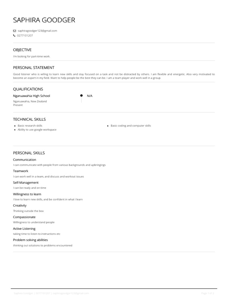 Saphira Goodger CV | PDF