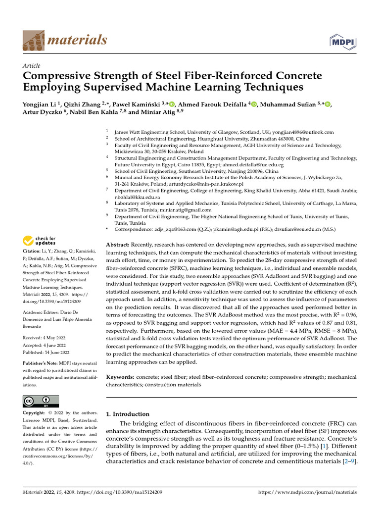 Compressive Strength of Steel Fiber-Reinforced Concrete Employing ...