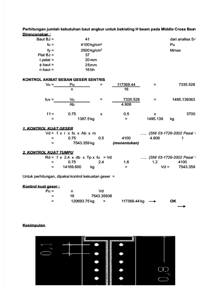 Perhitungan Analysis Angkur Bolt Excel | PDF