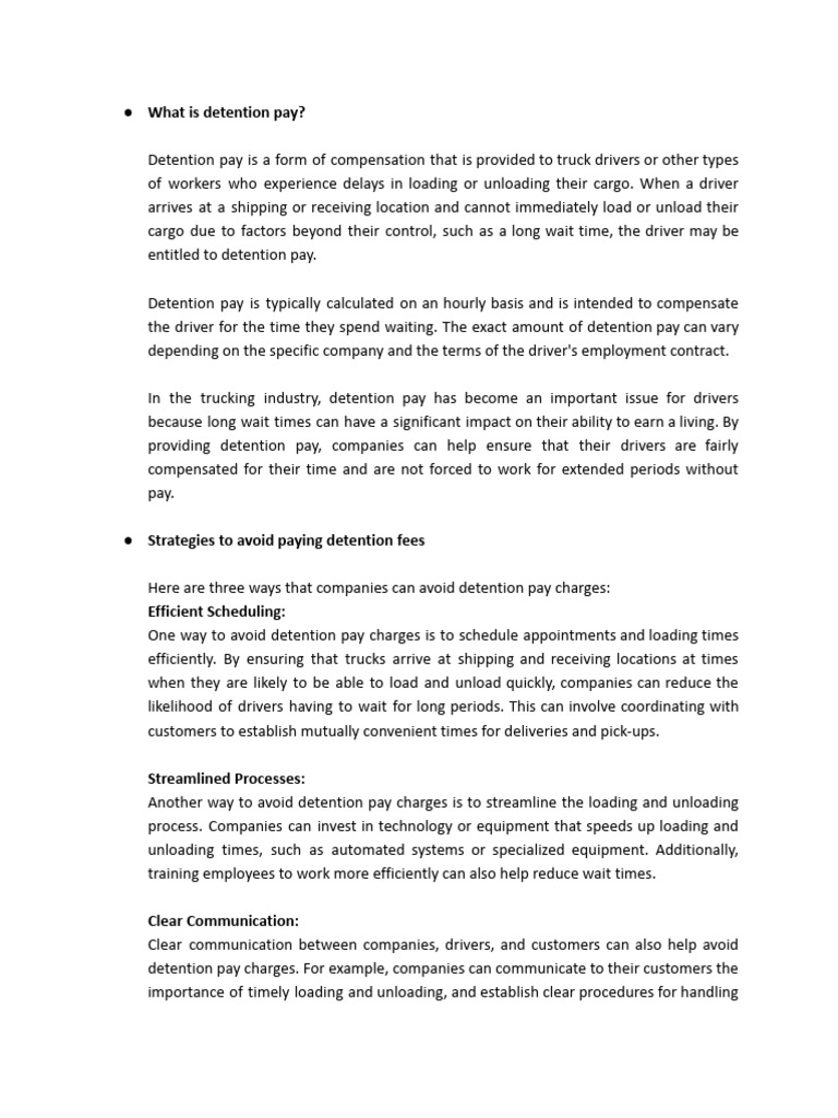 What Is Detention Pay | PDF | Fee | Cargo