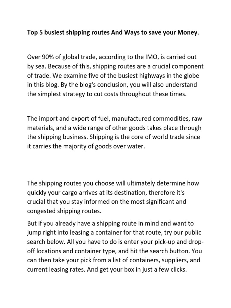 Busiest Shipping Routes | PDF
