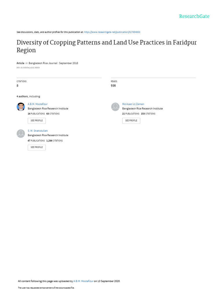 Diversity of Cropping Patterns and Land Use Practi | PDF | Agriculture | Rice