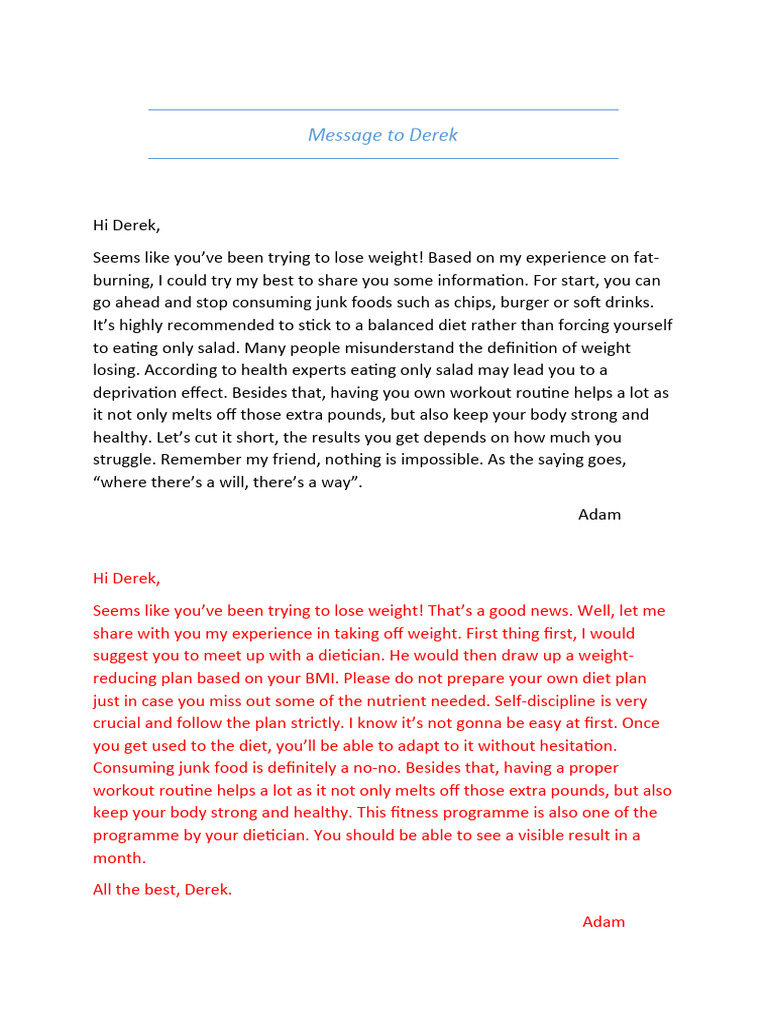 Message 2 - Message To Derek | PDF | Lifestyle