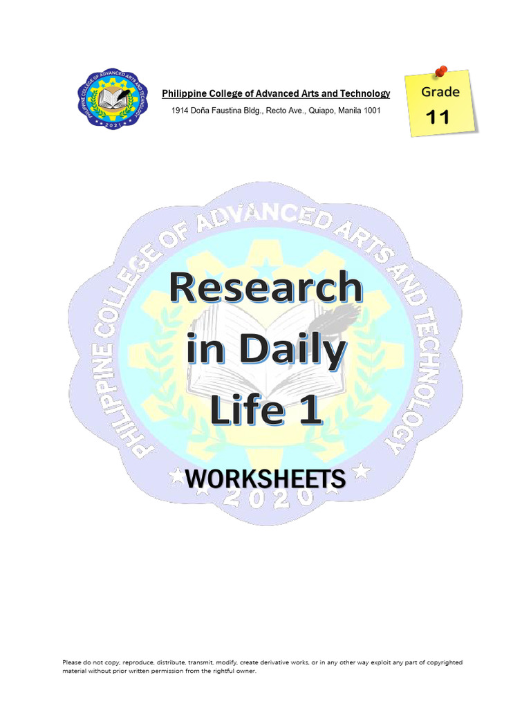 Research in Daily Life 1 Worksheet | PDF