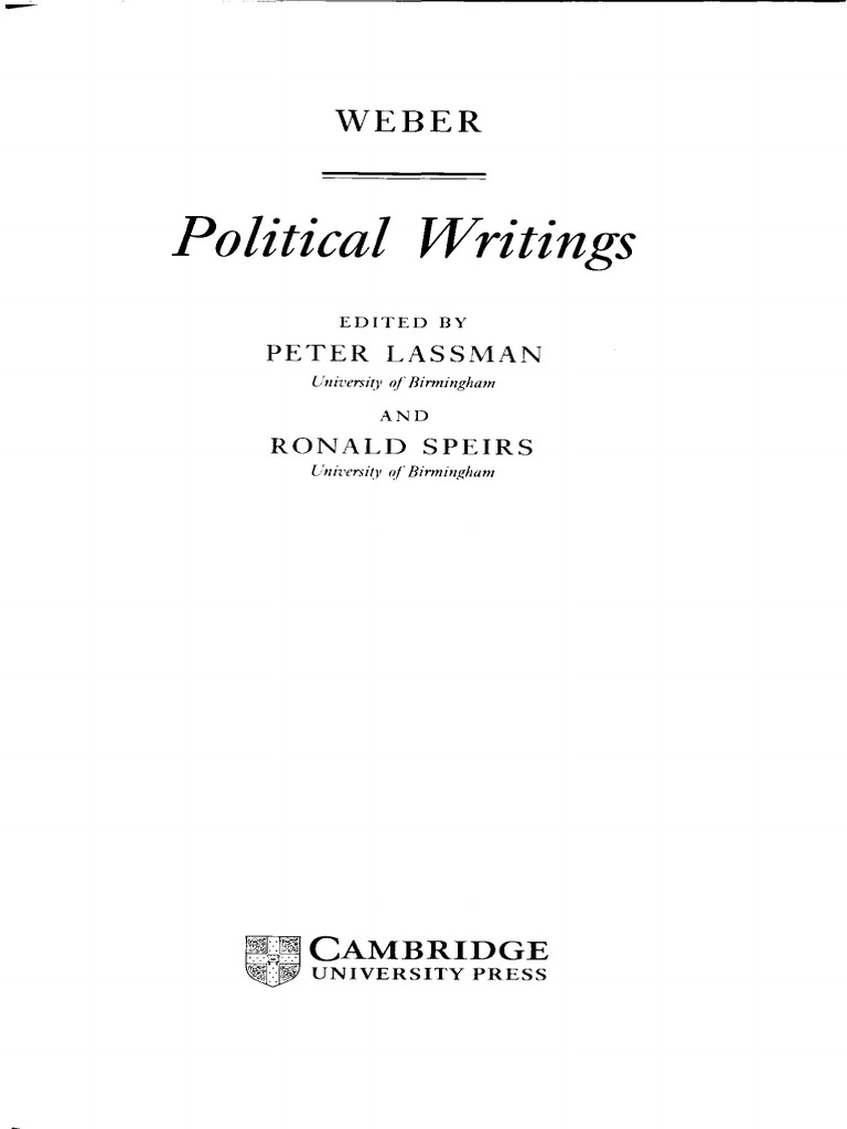 D - 1994 Weber - The Profession and Vocation of Politics | PDF | Politics