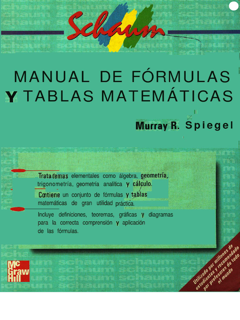 Manual de Formulas y Tablas Matematicas | PDF