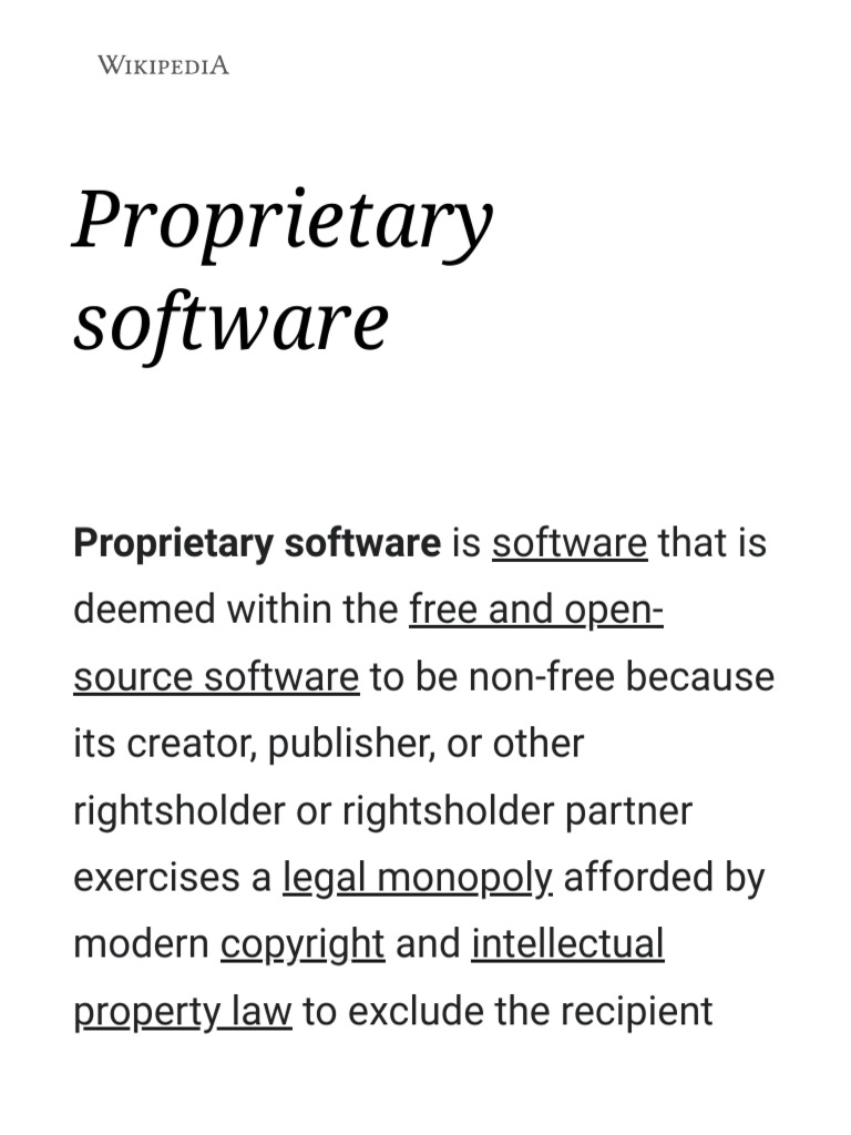 Proprietary Software - Wikipedia | PDF | Proprietary Software | Computer Science