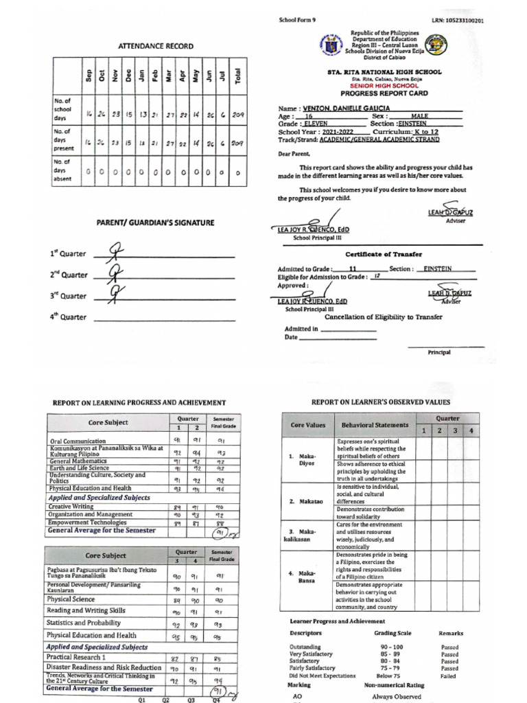 Grade 11 Card | PDF