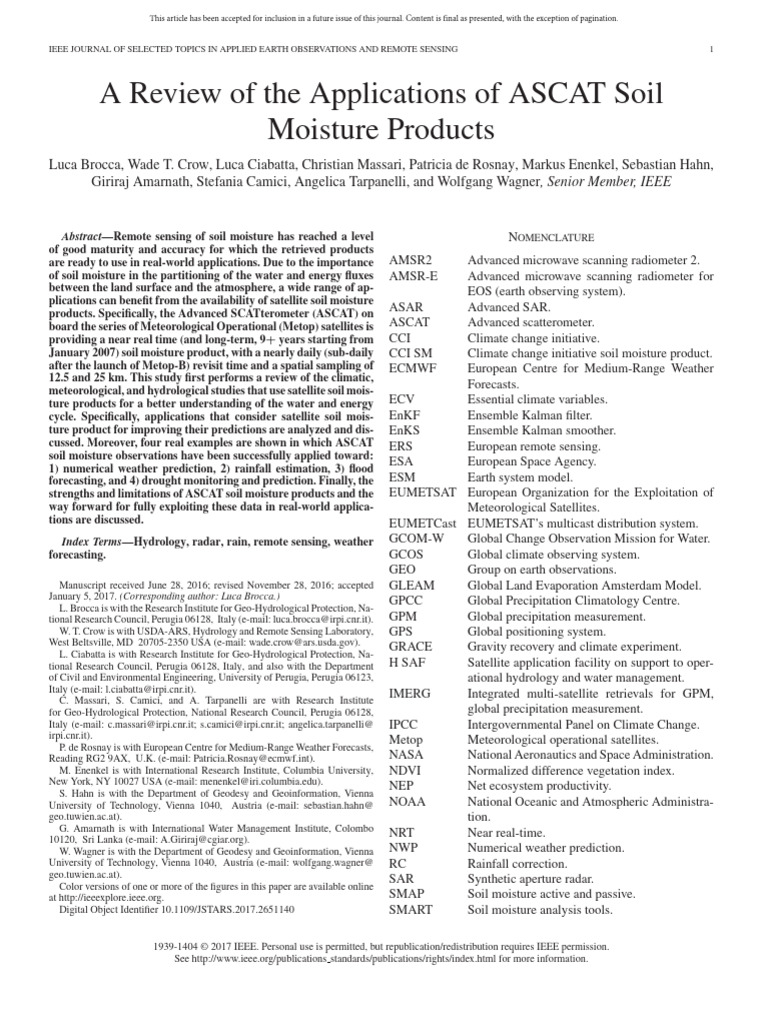 A Review of The Applications of ASCAT Soil | PDF