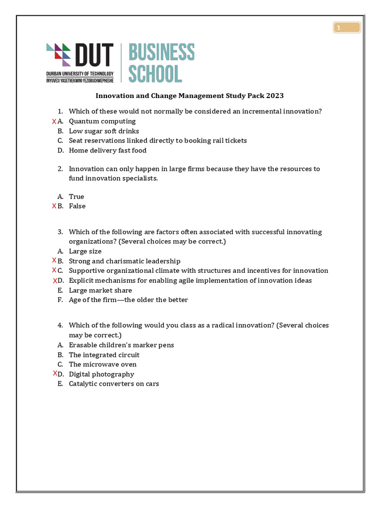Innovation Study Pack Marking | PDF