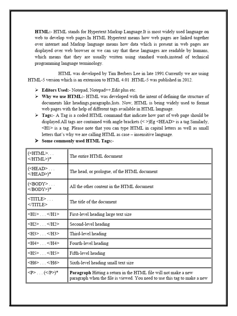 Basic HTML Elements 1-1 | PDF