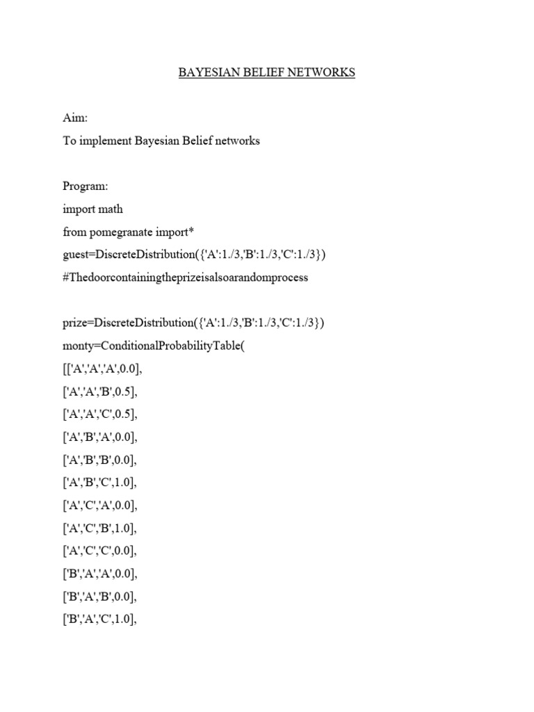Bayesian Belief Networks | PDF