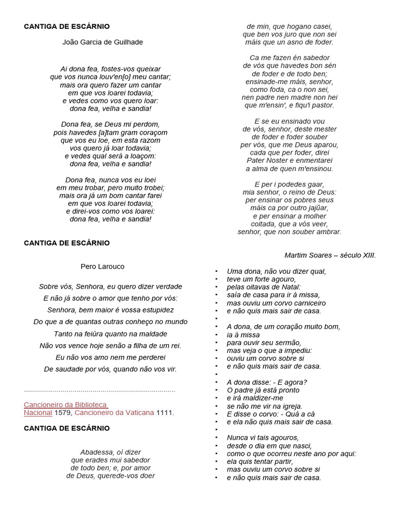 Cantigas de Escárnio | PDF
