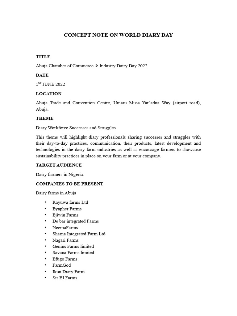 Concept Note | PDF | Dairy