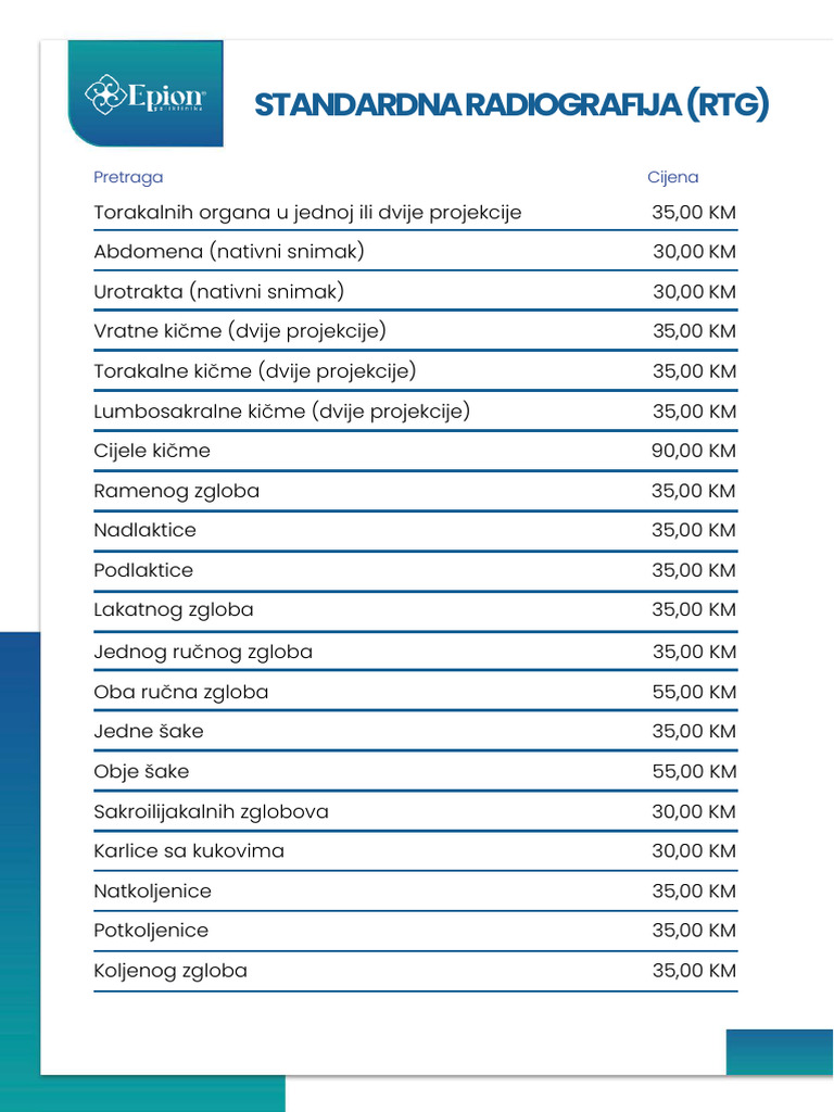 cjenovnik_epion_radiologija | PDF