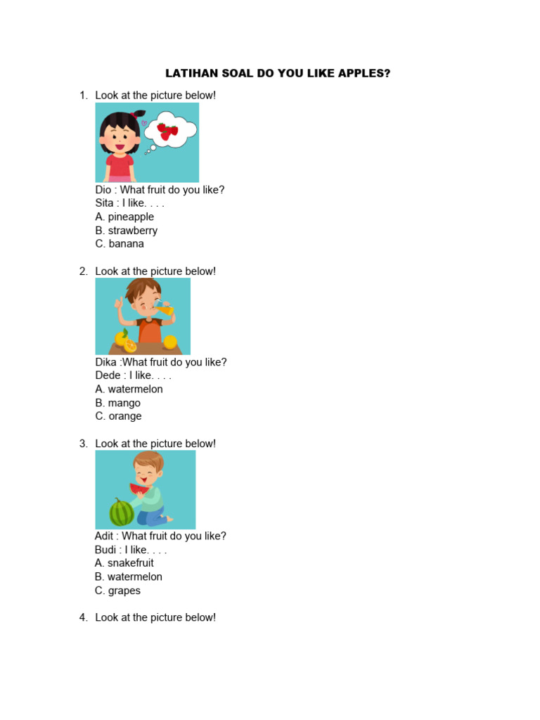LATIHAN SOAL DO YOU LIKE APPLES | PDF