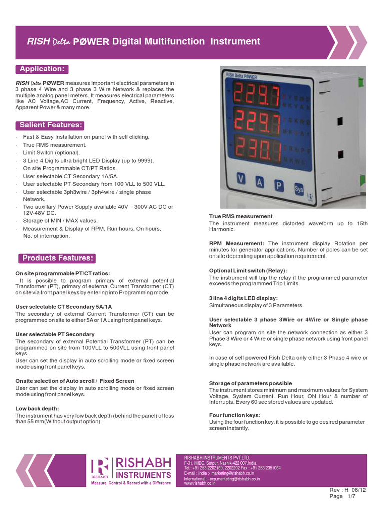 RISH Delta Power H | PDF