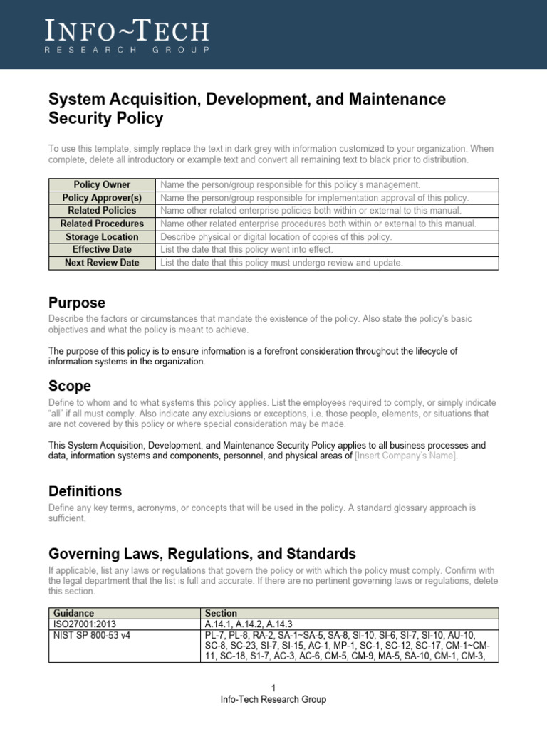 System Acquisition Security Policy | PDF