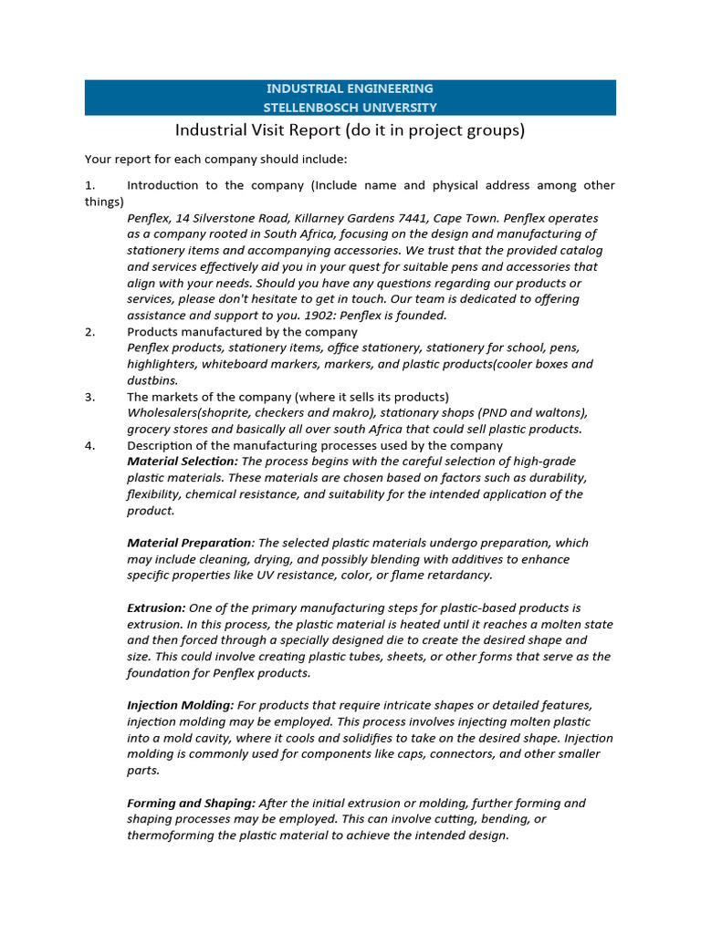 Industrial Visit Report 2022 | PDF