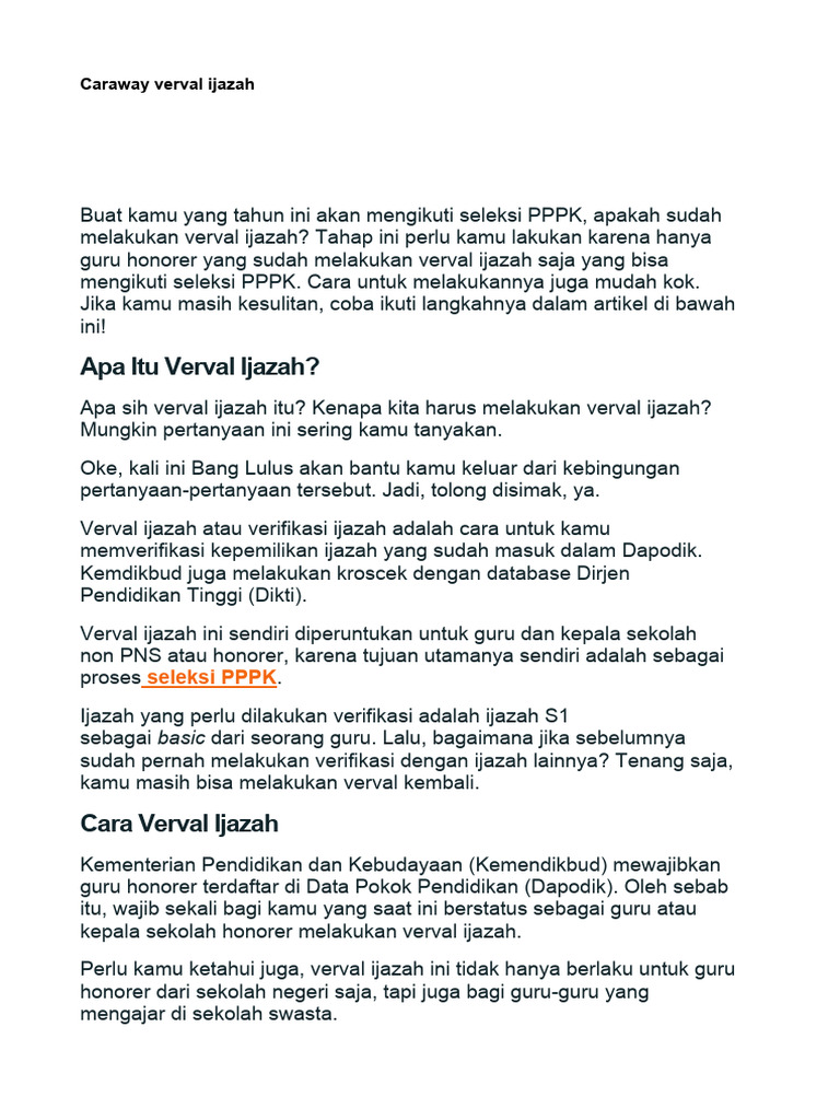Cara Verval Ijazah | PDF