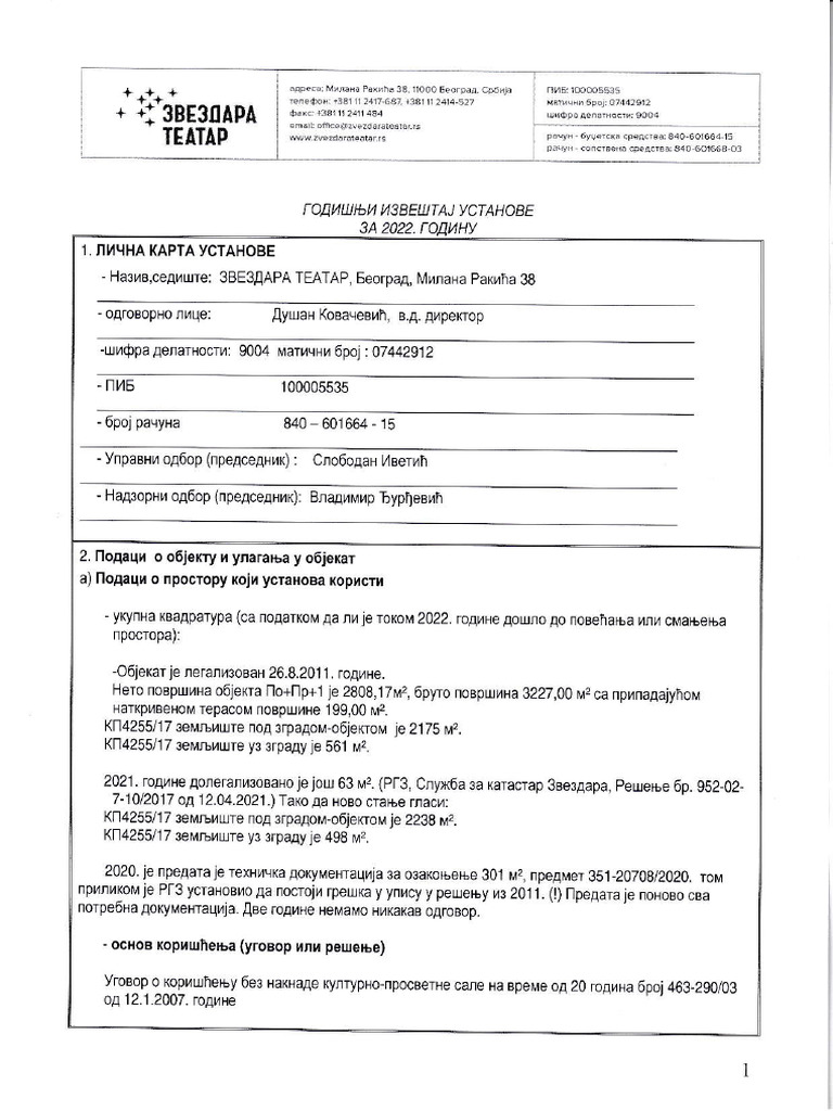 Godisnji Izvestaj Zvezdara 2022 | PDF