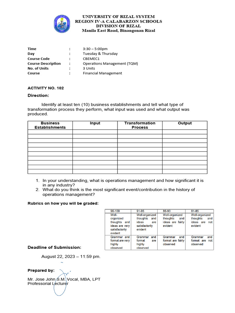 Activity No. 102 | PDF