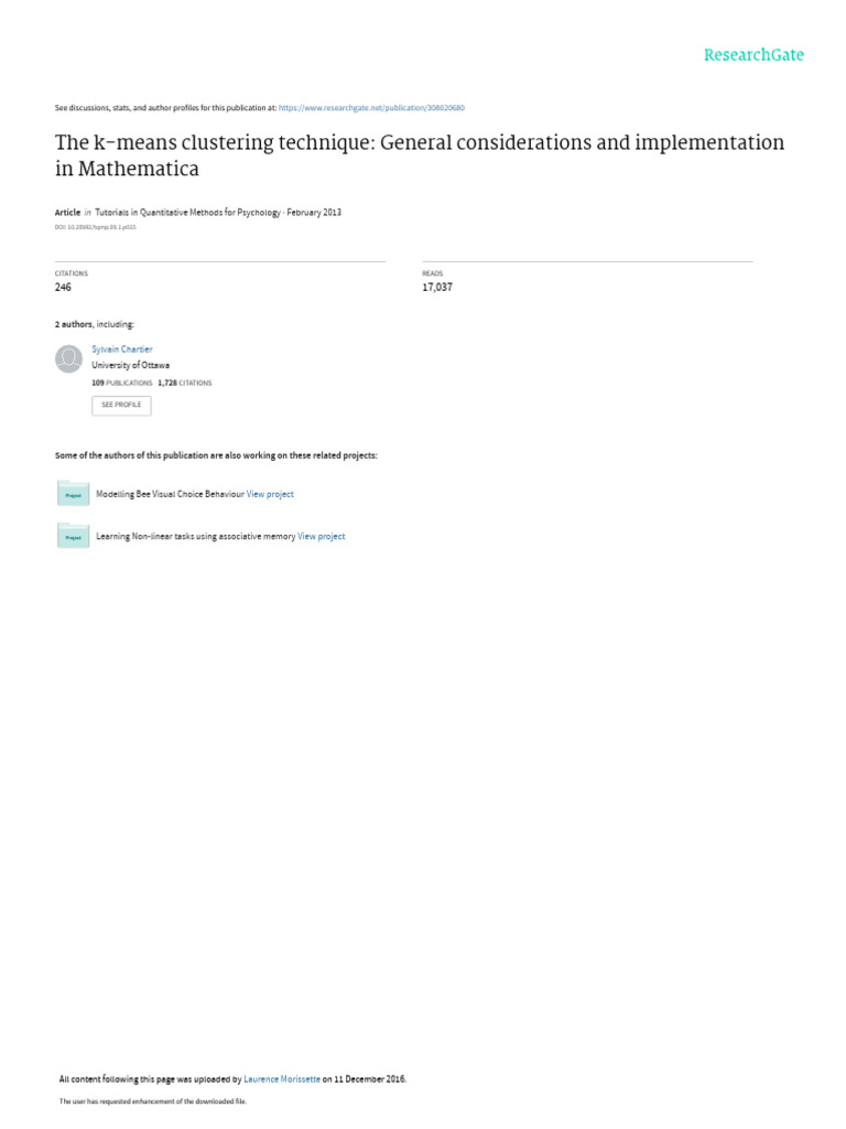 The K Means Clustering Technique General Considera Pdf