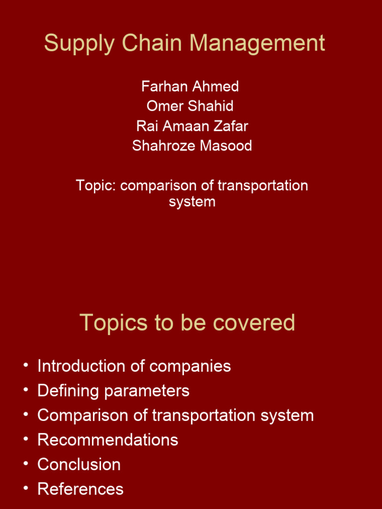 Supply Chain Management Presentation | PDF | Outsourcing | Transport