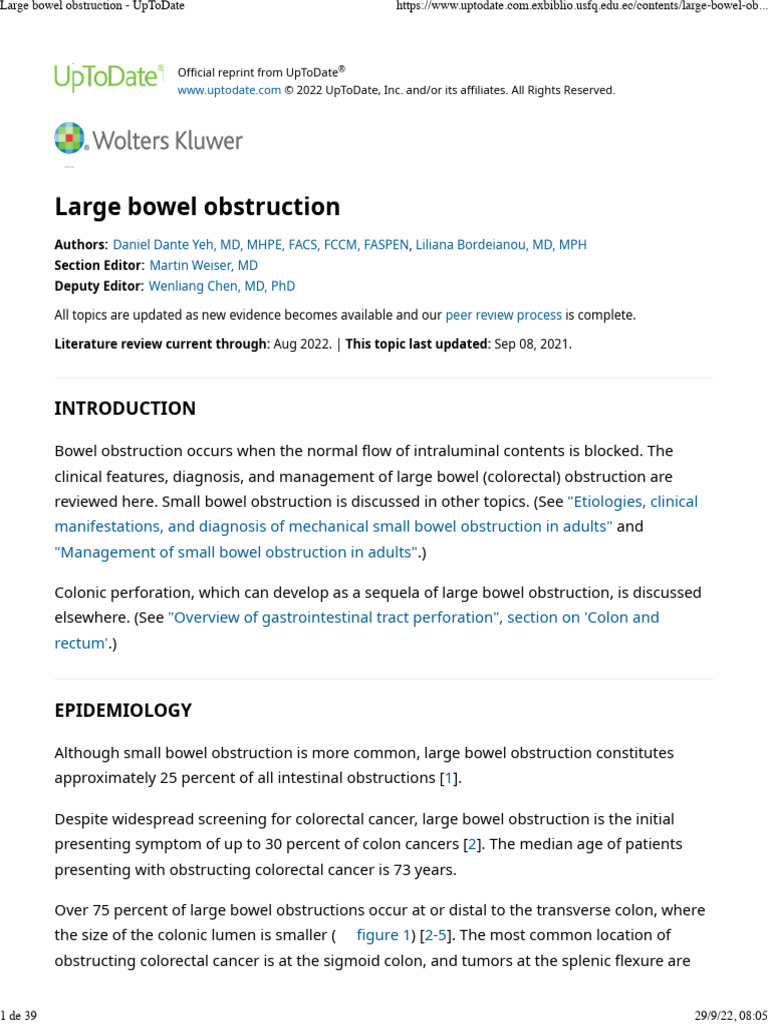 Obstruccion Colon - Uptodate | PDF | Self-Improvement