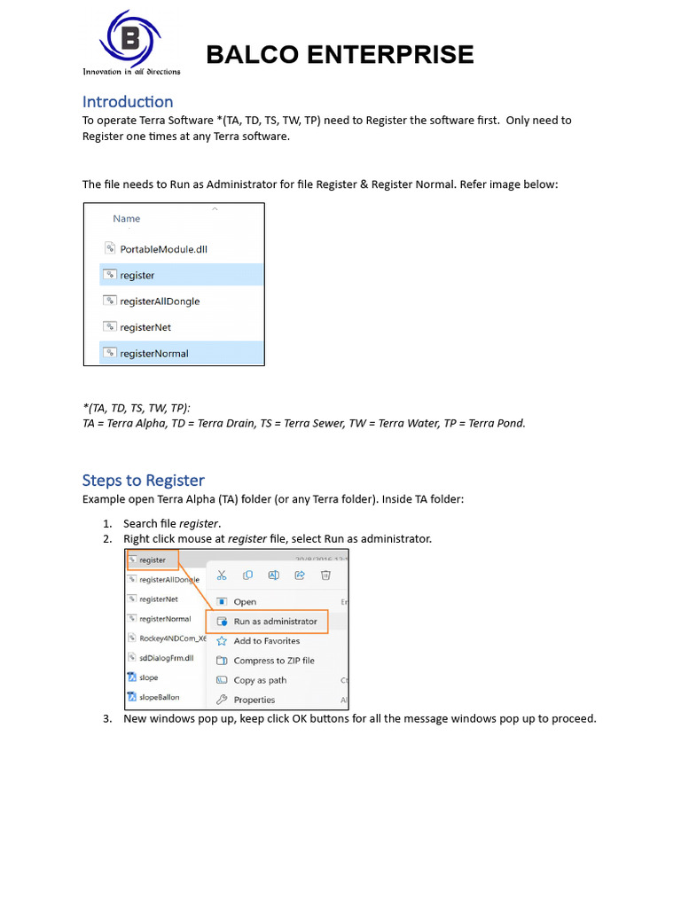 Register Terra Software (CivilStar) | PDF