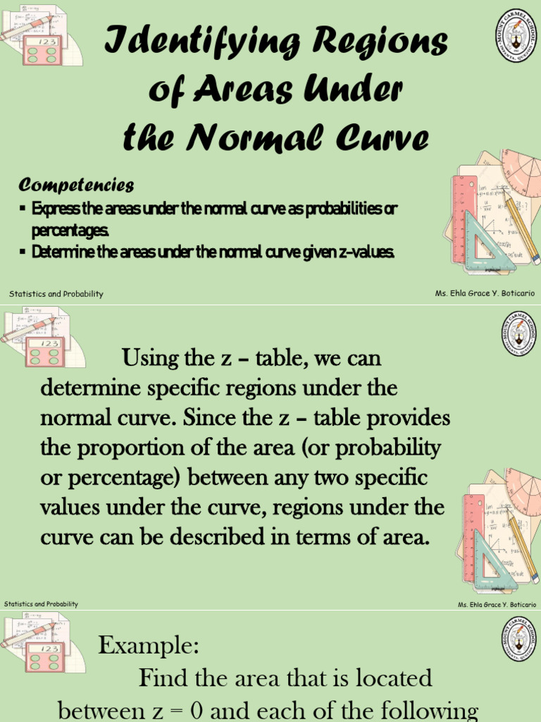Areas Under the Normal Curve Explained | PDF | Probability | Mathematics