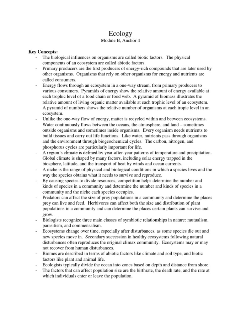 Ecology Module B, Anchor 4 | PDF | Wellness