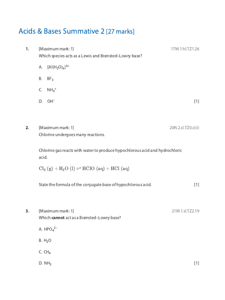 Acids & - Bases Summative 2 | PDF