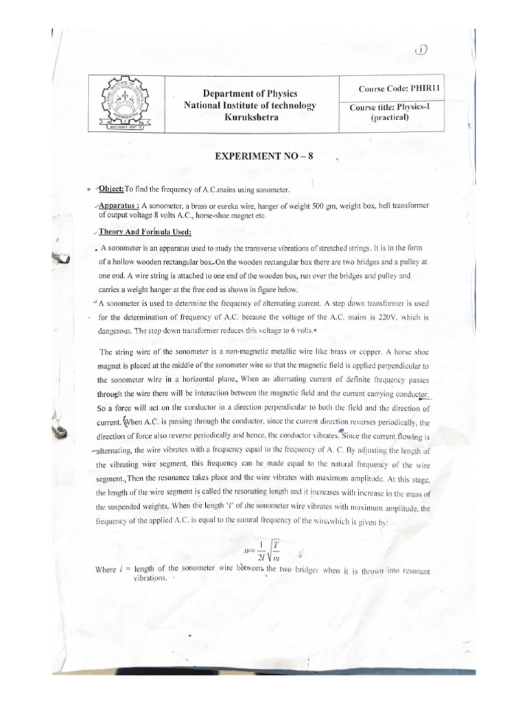 Physics EXP 08 | PDF