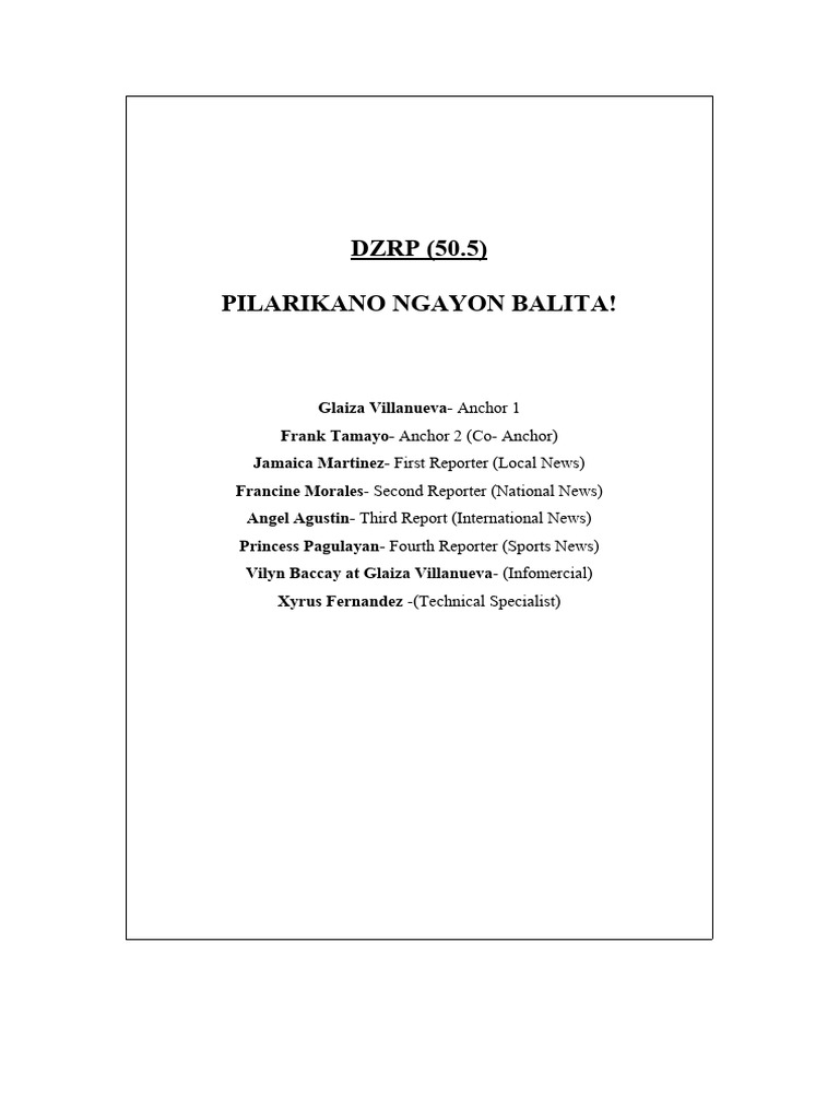 DZRP (50.5) Pilarikano Ngayon Balita! | PDF