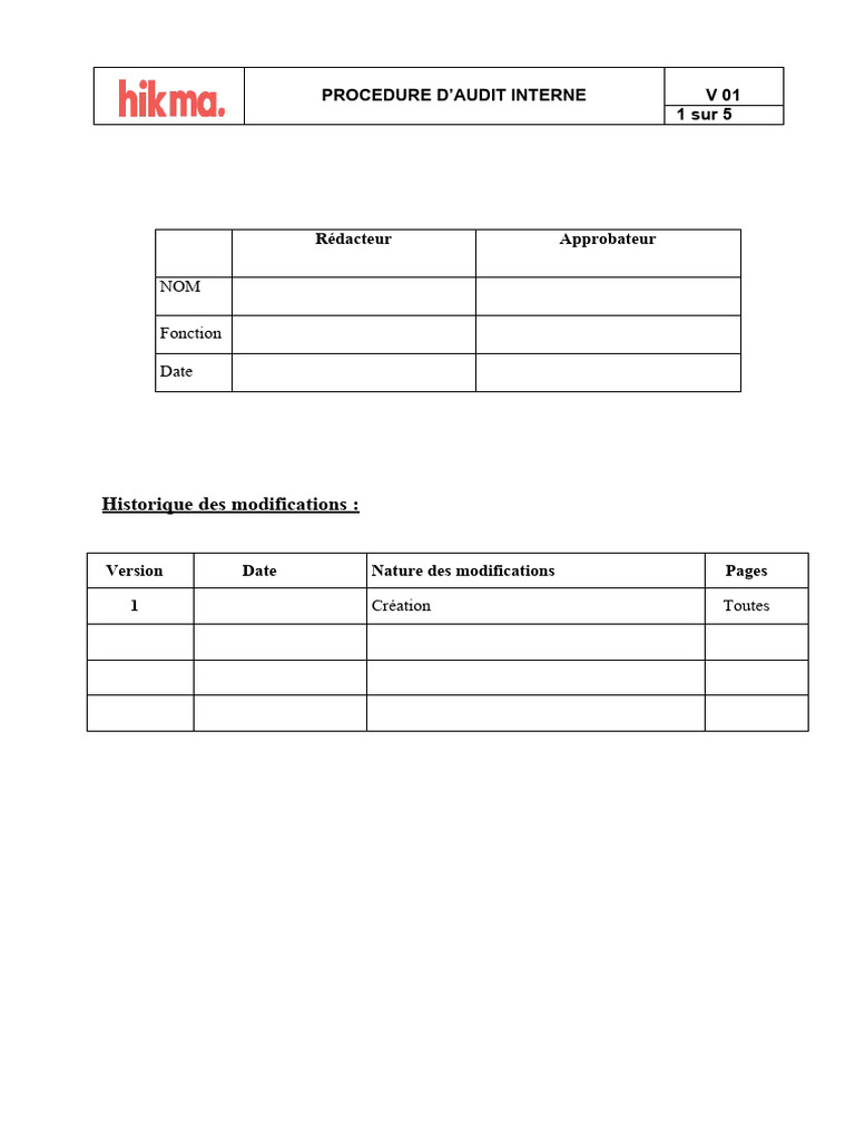 Procédure d'Audit Interne.V1 (1) | PDF