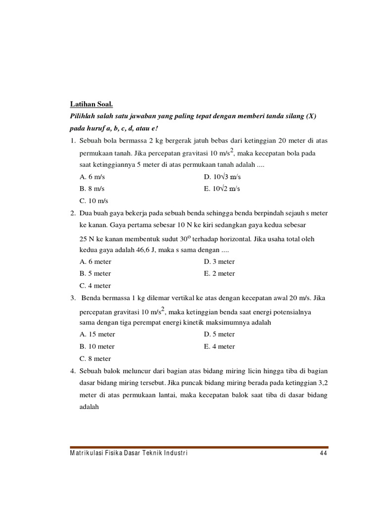 Latihan Soal Usaha Dan Energi | PDF | Sains & Matematika