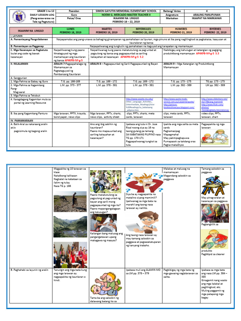 DLL in Ap 4 Week 6 Quarter 4 The K To 12 Way | PDF
