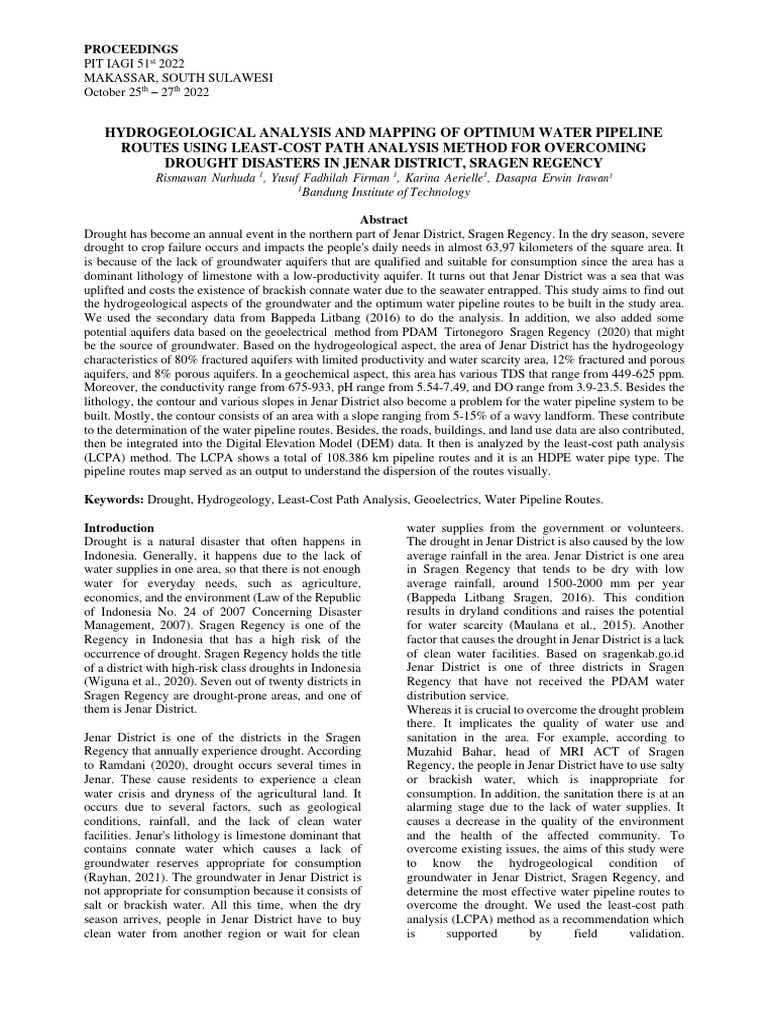 Hydrogeological Analysis And Mapping Of Optimum Water Pipeline Routes ... Hydrogeological Analysis And Mapping Of Optimum Water Pipeline Routes ...