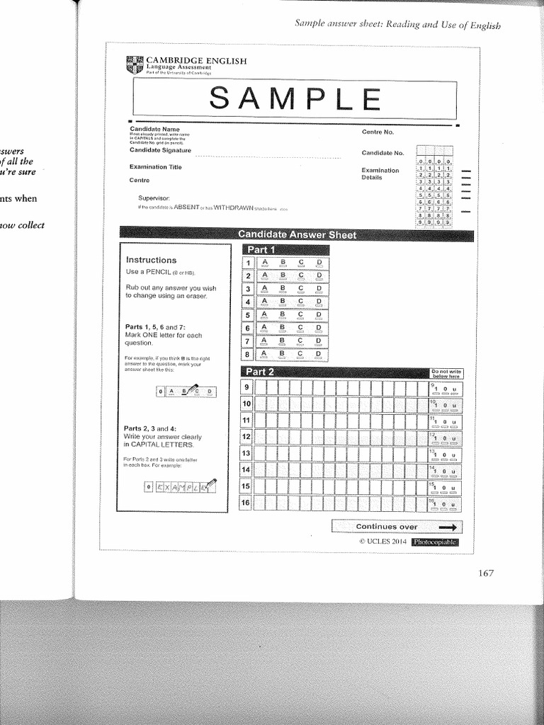 Candidate Answer Sheets | PDF