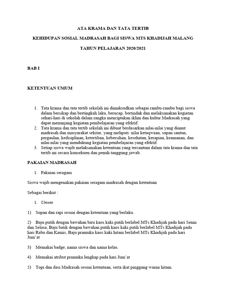 Tata Krama Dan Tata Tertib | PDF